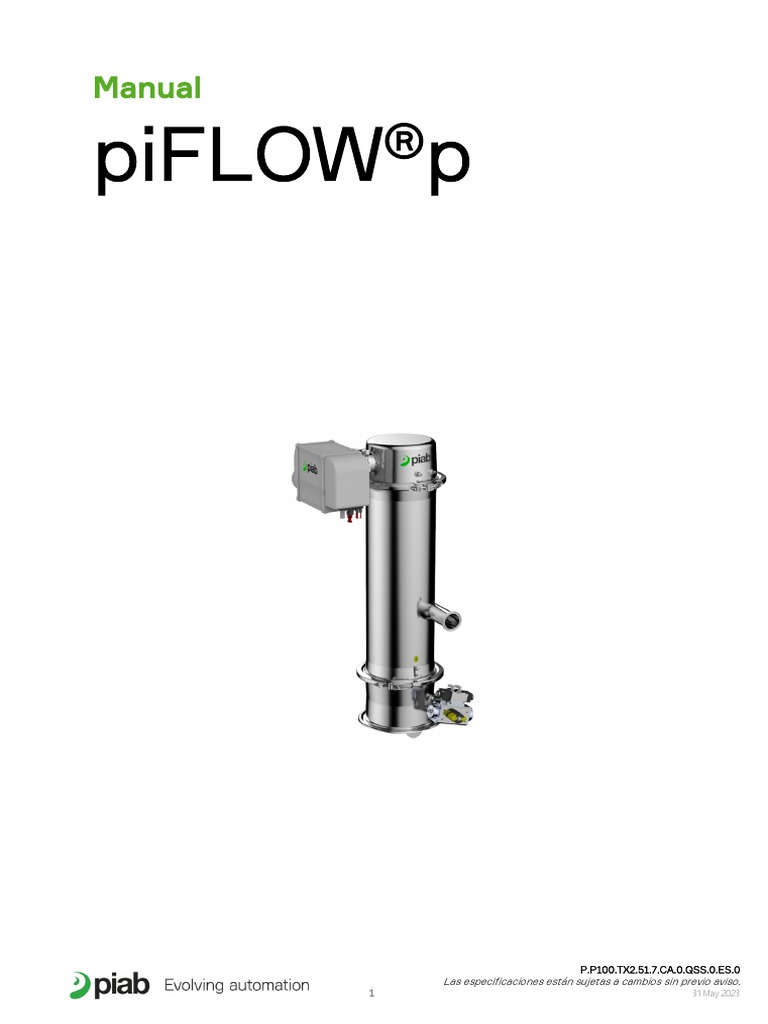piFLOW®-P P100 TX2 51 7 CA 0 QSS 0 ES 0-Manual | PDF | Bomba | Vacío