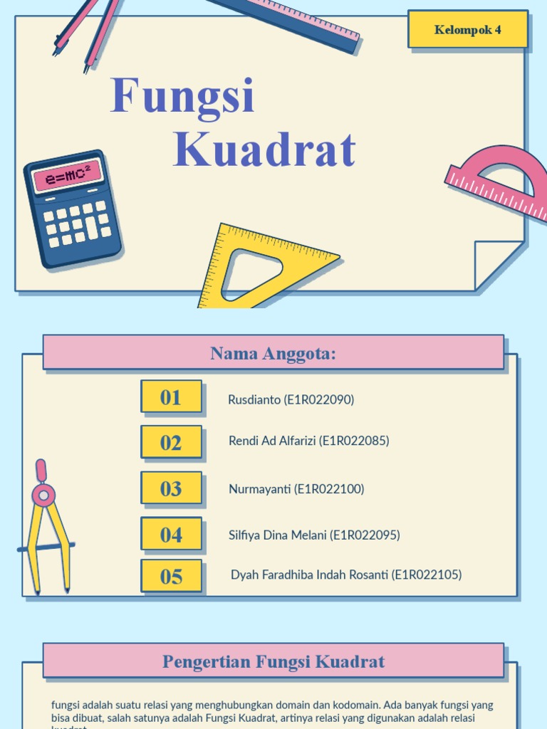 PPT MTK Fungsi Kuadrat | PDF | Metode & Bahan Ajar