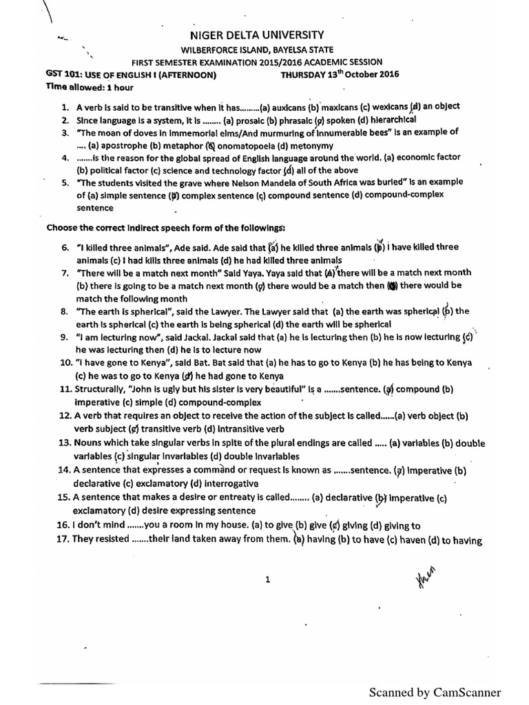 Gst 101 Past Questions | PDF