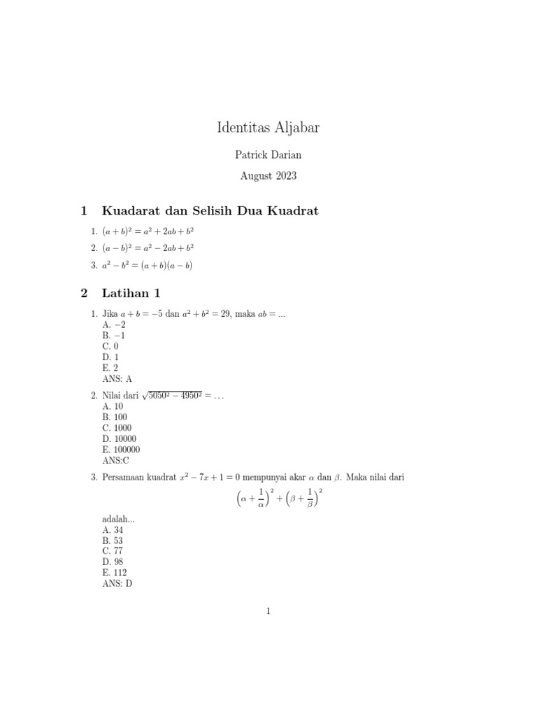 Identitas Aljabar | PDF