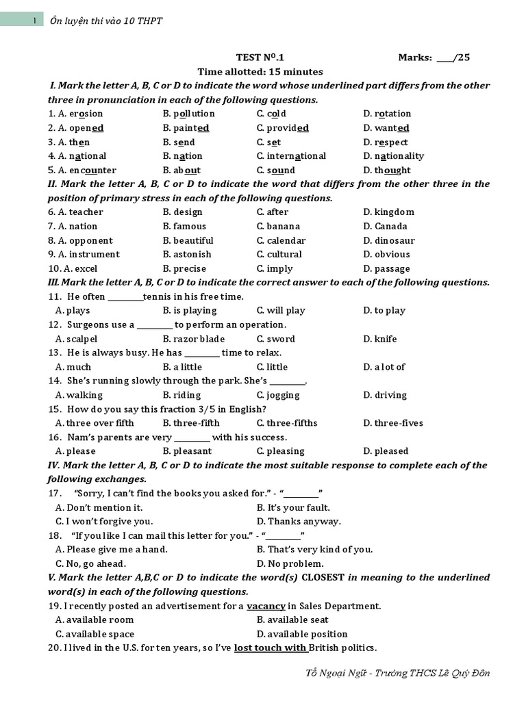 Mini Test 1 Pdf
