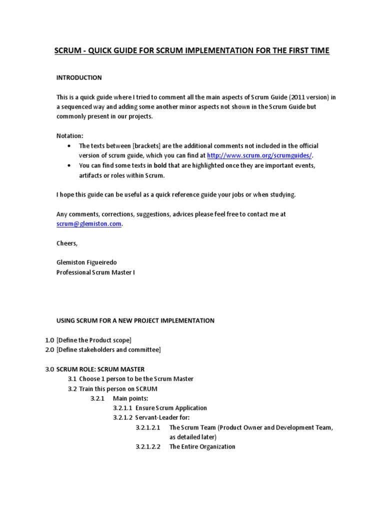 SCRUM Implementation Guide v.001 20110830 | PDF | Scrum (Software ...