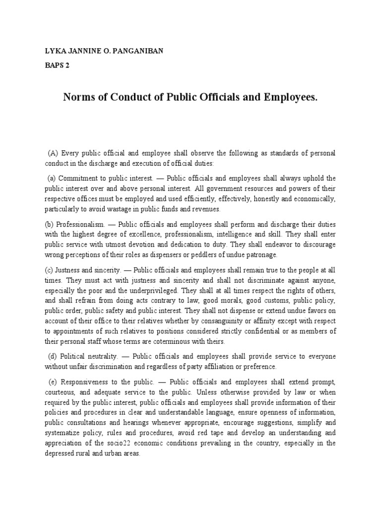 Norms-of-Conduct-of-Public-Officials-and-Employees | PDF | Government ...