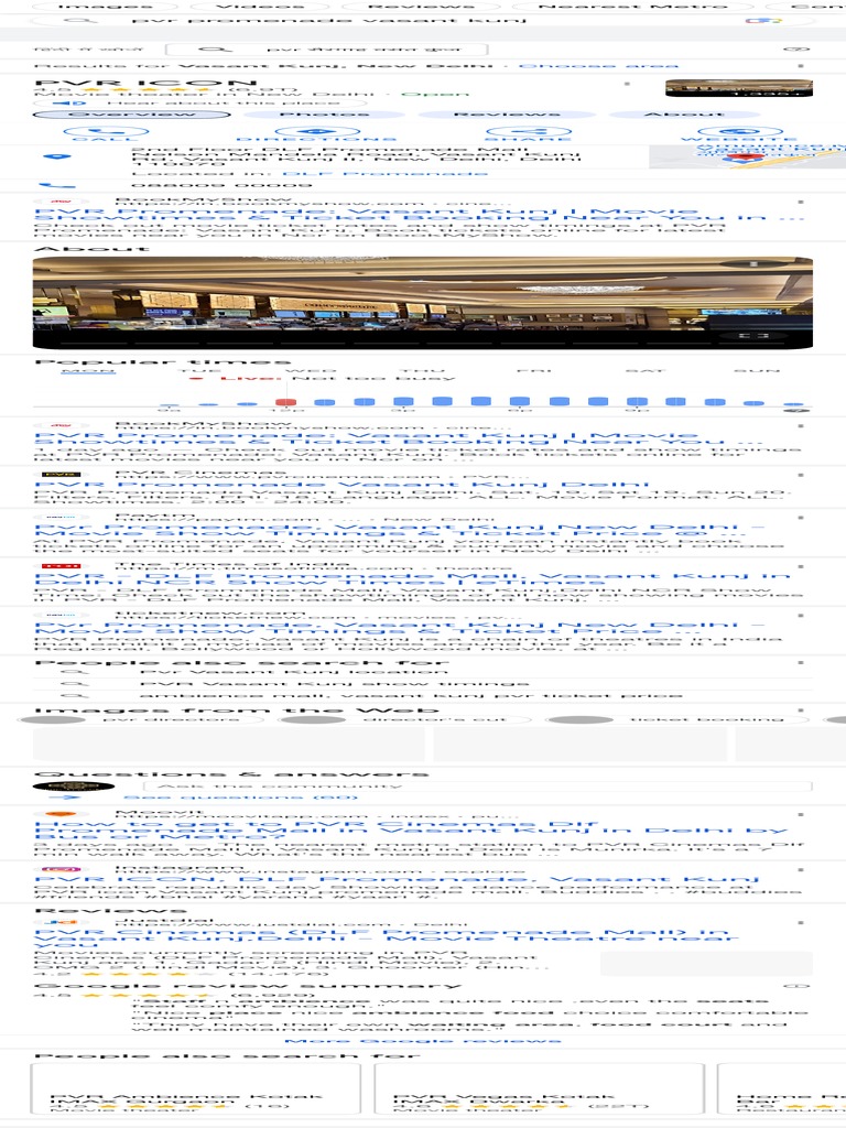 PVR Promenade Vasant Kunj - Google Search | PDF