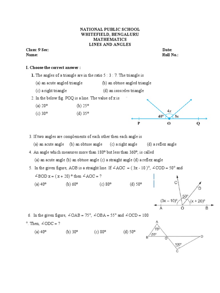 CLASS 9-Lines and Angles | PDF