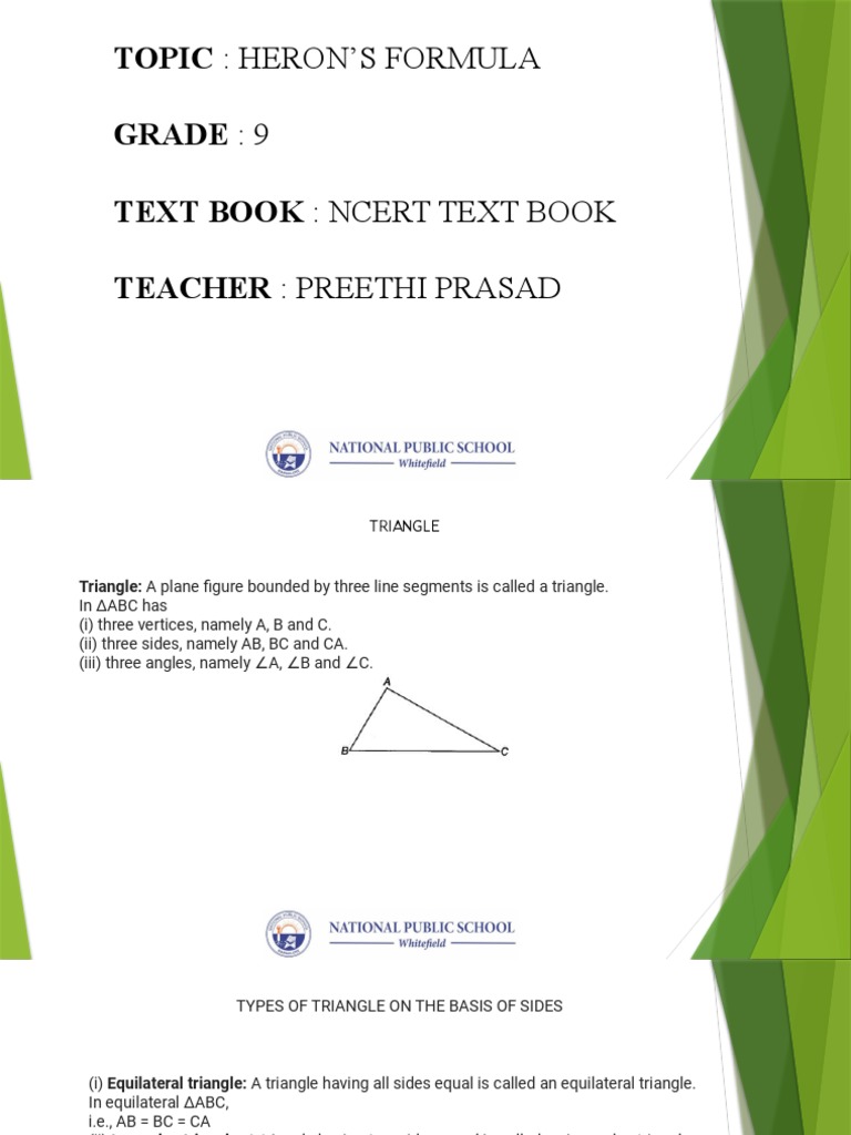 Heron's Formula | PDF | Teaching Methods & Materials