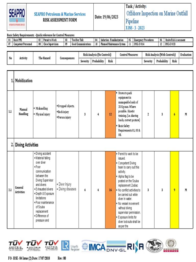 X INS-3 - 2023 Offshore Inspection On Marine Outfall Pipeline | PDF ...