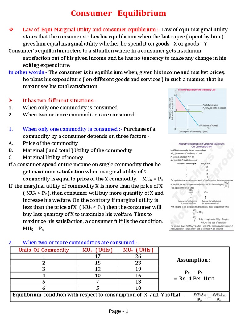 Consumer Equilibrium | PDF | Utility | Economic Equilibrium