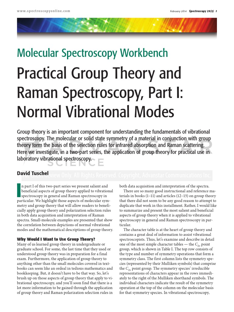 2014 Practical Group Theory And Raman Spectro Pdf