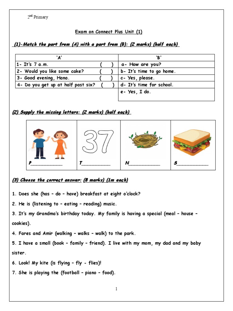2nd Grade English Exam | PDF