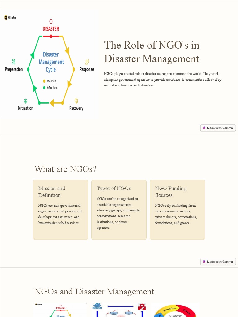 The Role of NGOs in Disaster Management | PDF | Non Governmental ...