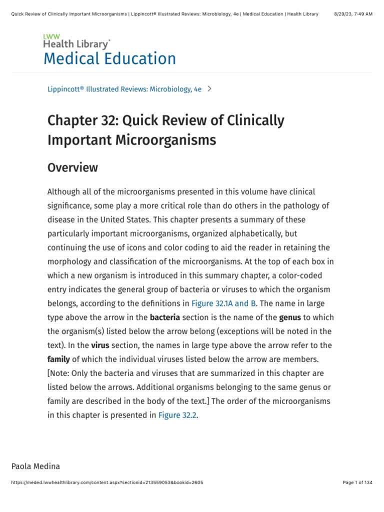 Quick Review of Clinically Important Microorganisms - Lippincott ...