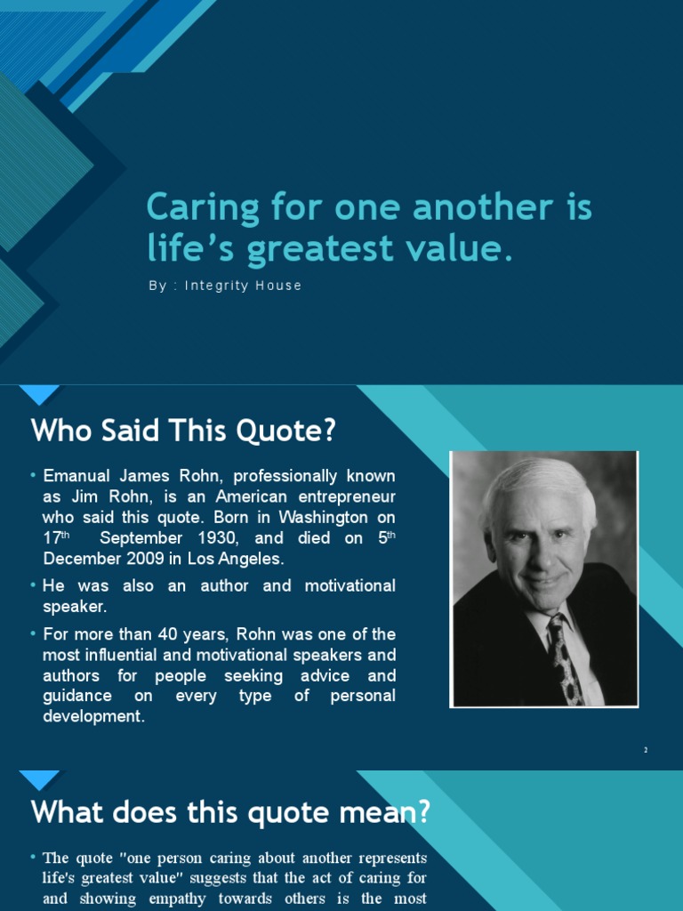 Caring For One Another Is Life's Greatest Value | PDF | Psychological ...