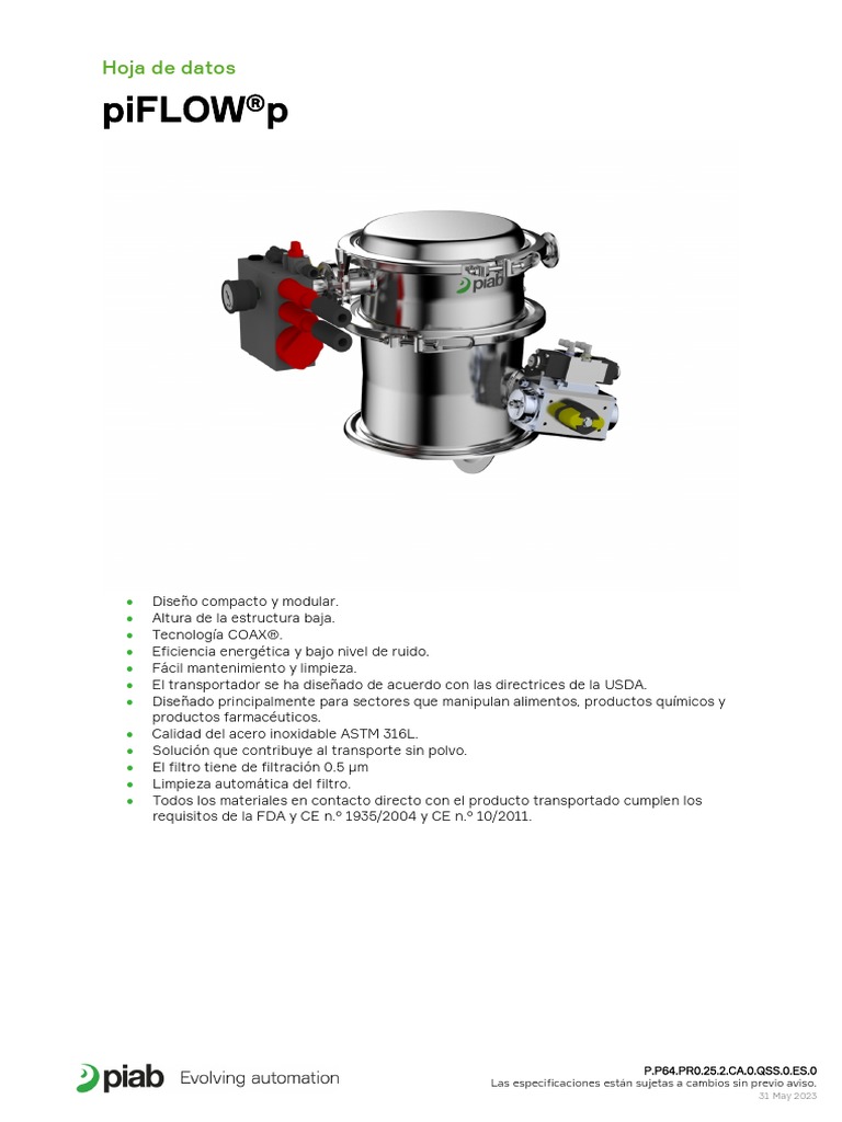 piFLOW®-P P64 PR0 25 2 CA 0 QSS 0 ES 0-ES-datasheet | PDF | Ciencias fisicas | Naturaleza