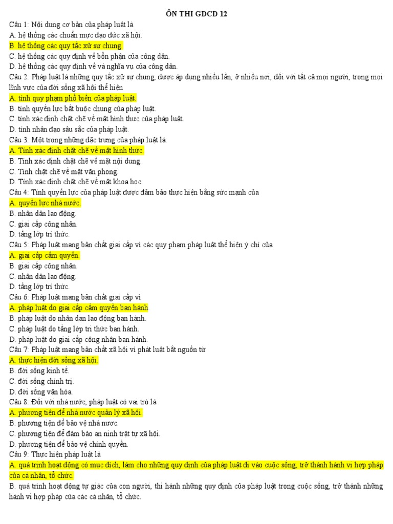 Ôn Thi GDCD 12.1 | PDF