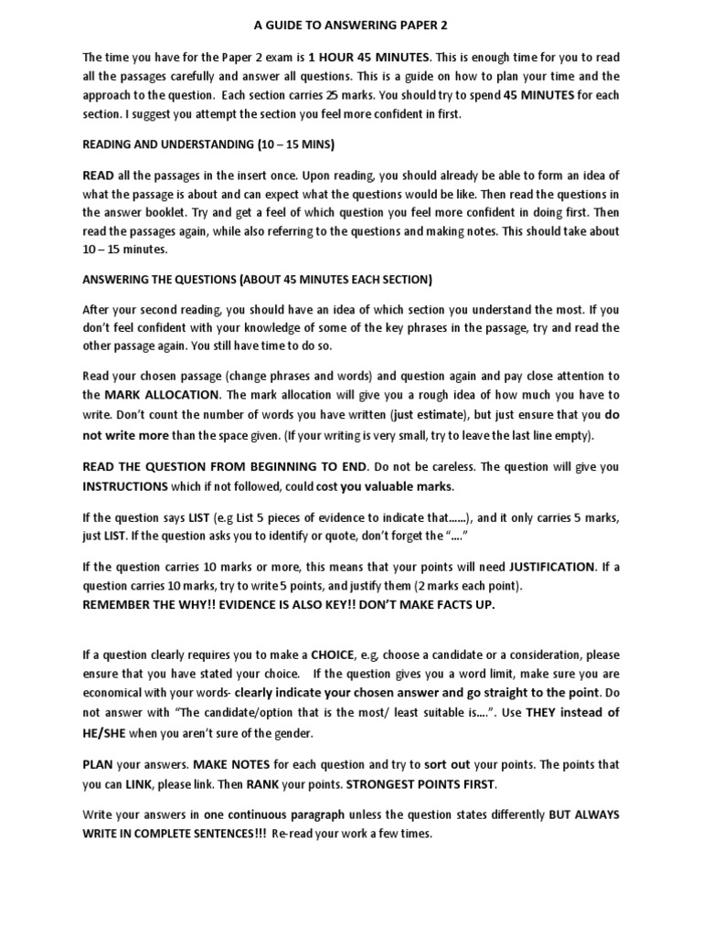 A Guide To Answering Paper 2 | PDF