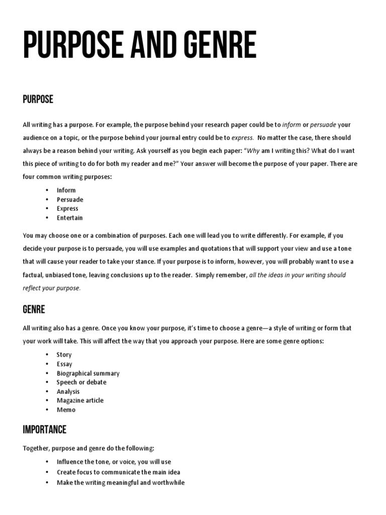 Purpose and Genre | Download Free PDF | Human Communication | Communication