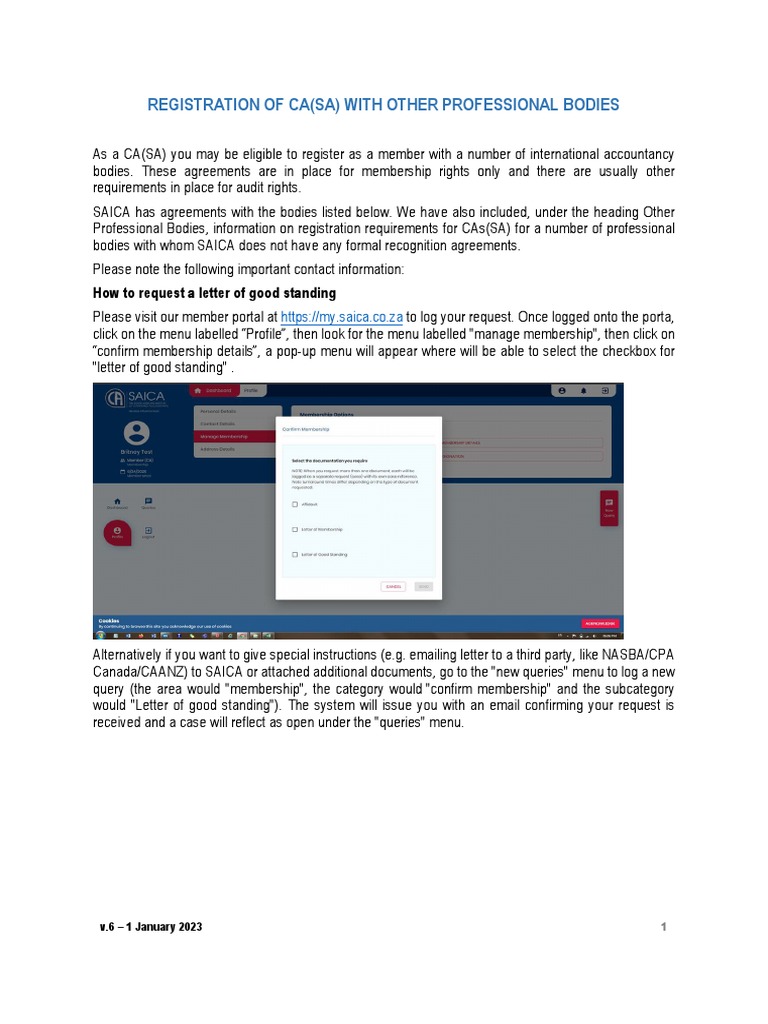 Registration of CASA With Other Professional Bodies | PDF | Certified ...
