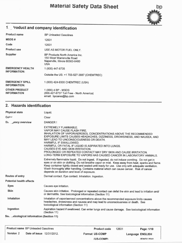 BP Unleaded Gasolines | PDF