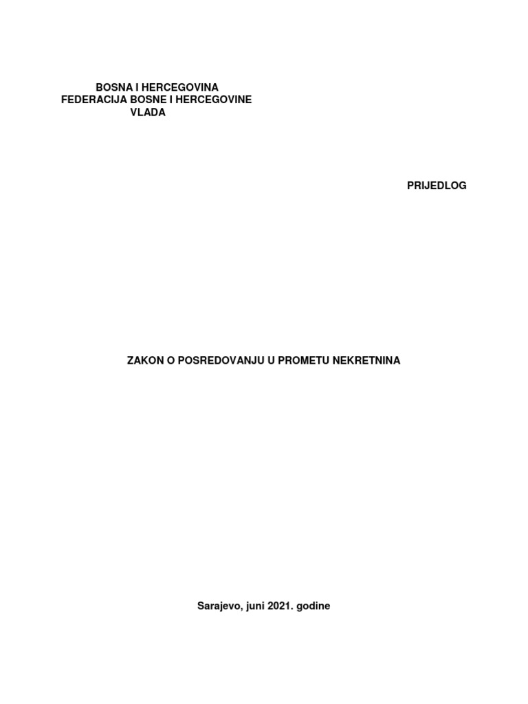 Prijedlog Zak o Posredovanju Promet Nekretnina | PDF