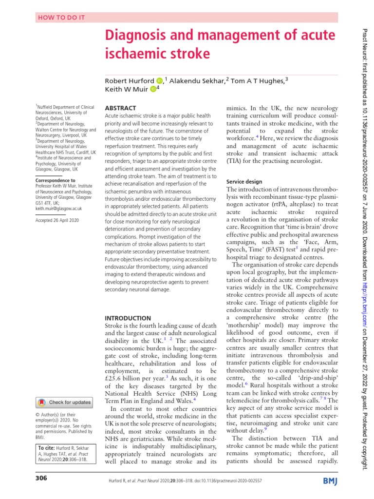 Diagnosis and Management of Acute ISCHAEMIC STROKE | PDF | Stroke | Ischemia