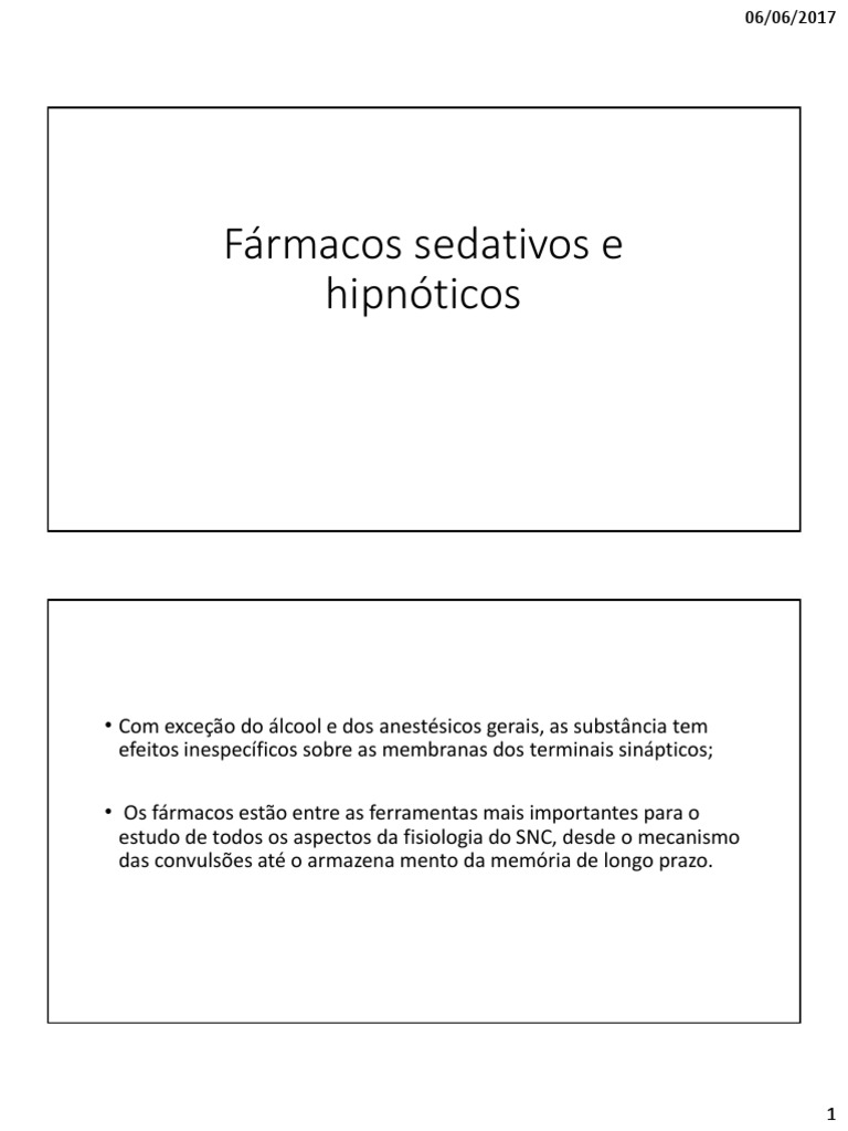 Aula 10 - Fármacos Sedativos e Hipnóticos | PDF | Neurotransmissor | Sinapse