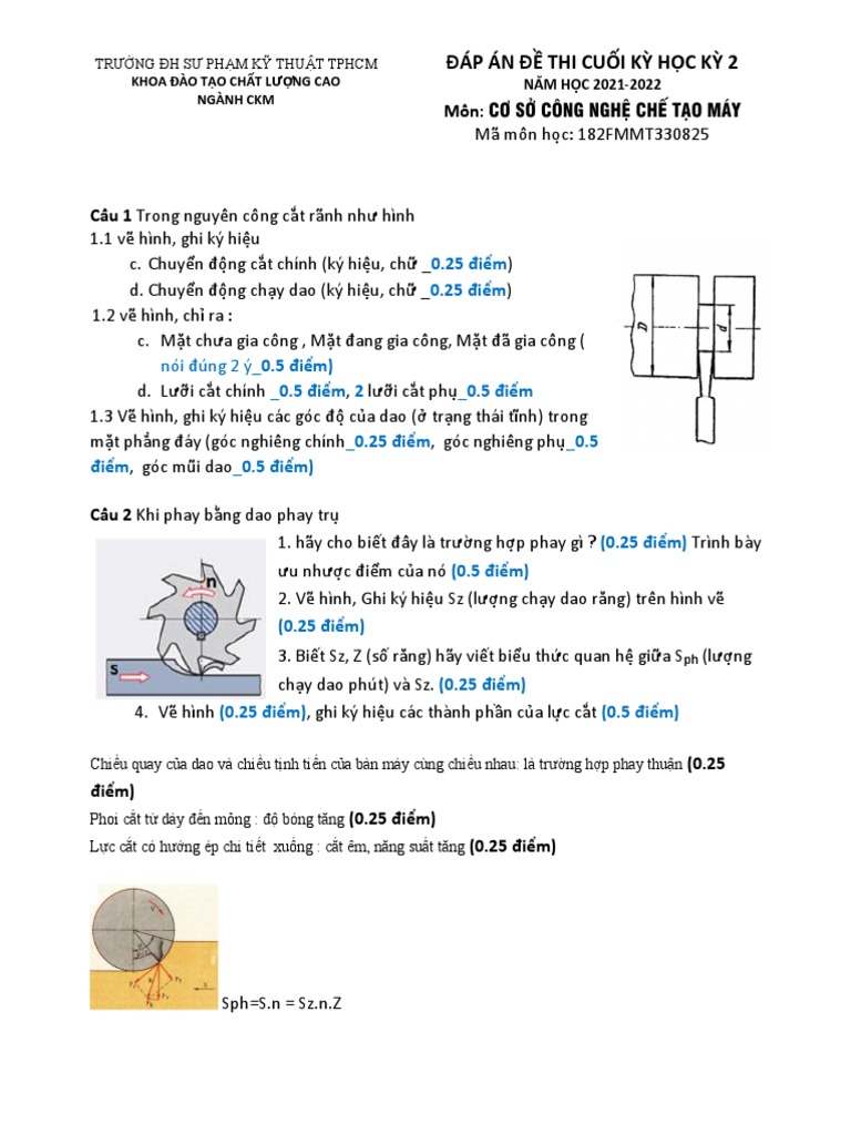 Đáp Án CS CNCTM - CLC | PDF