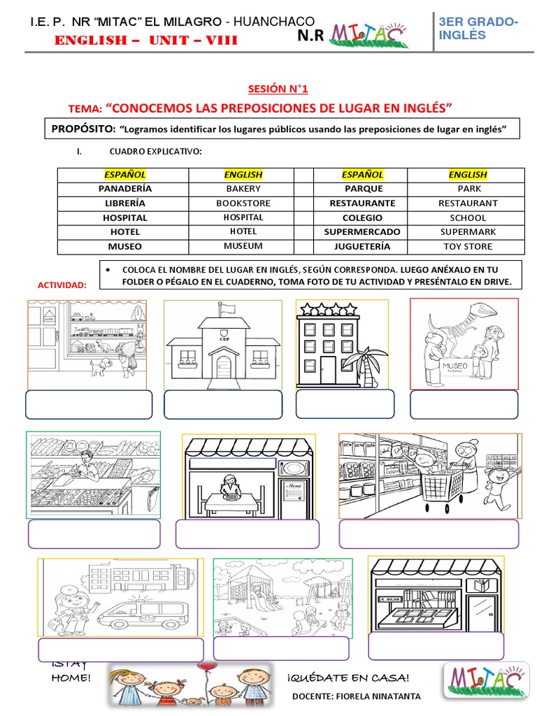 3er Grado Mitac - Aprendemos Las Preposiciones de Lugar en Inglés | PDF
