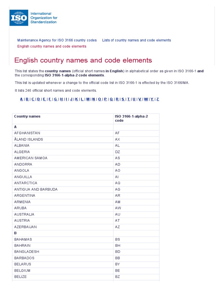 26 - Country Codes | PDF | Regulation | Notation