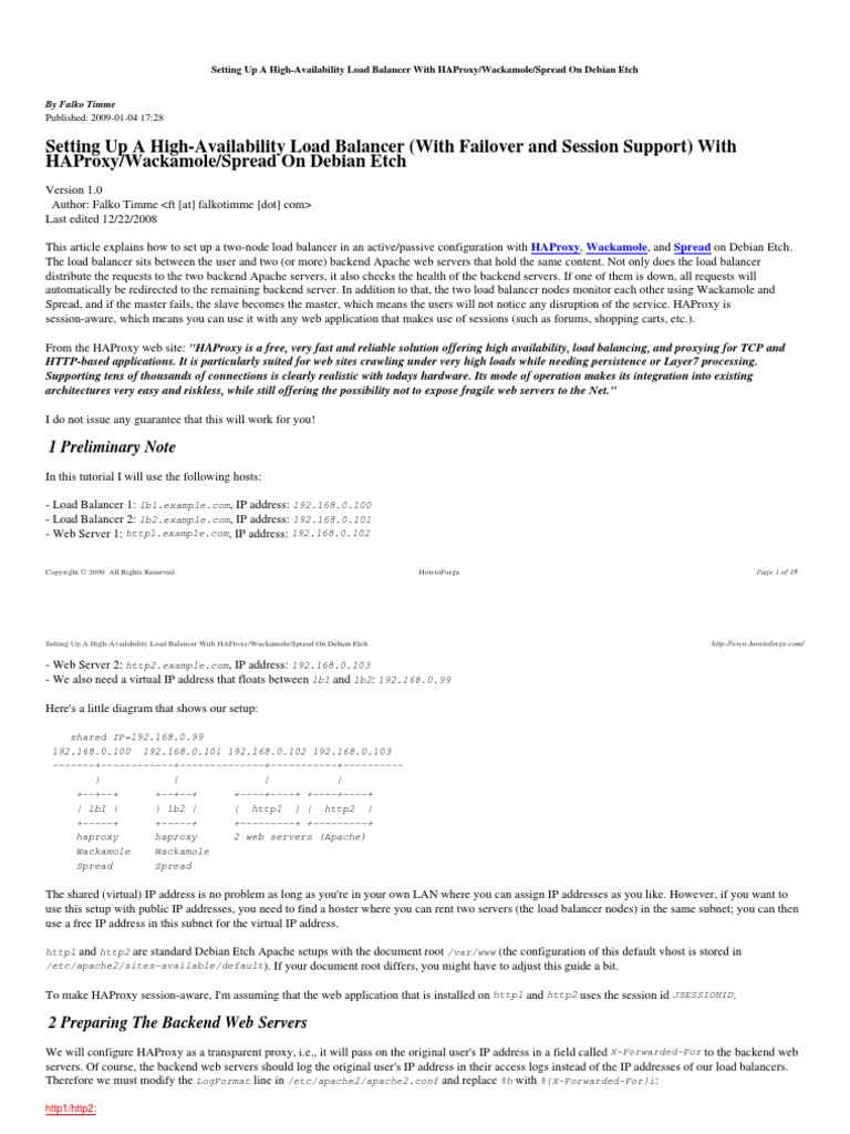 Setting Up A High-Availability Load Balancer With HAProxy Wackamole ... Setting Up A High-Availability Load Balancer With HAProxy Wackamole ...