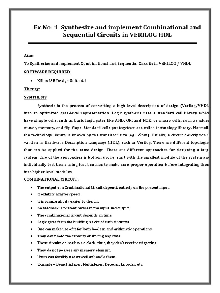Vlsi Lab Pdf Logic Gate Hardware Description Language