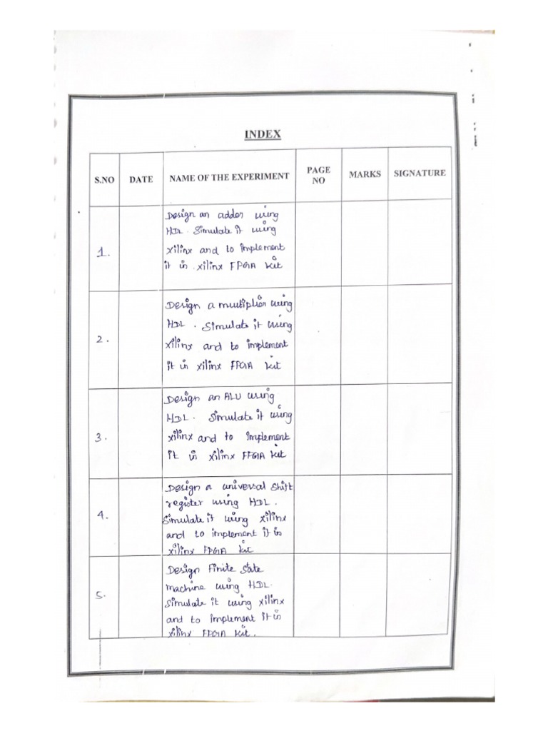 VLSI Design Hand Written Record - Soft | PDF