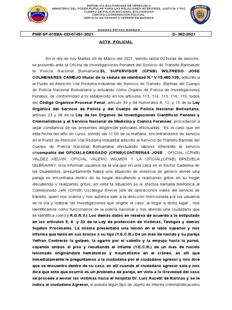Acta Policial | PDF | Policía | Venezuela