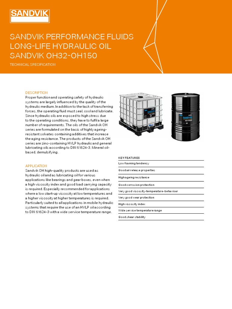 Sandvik OH32-OH150 Hydraulic Oils | PDF | Viscosity | Mechanical ...