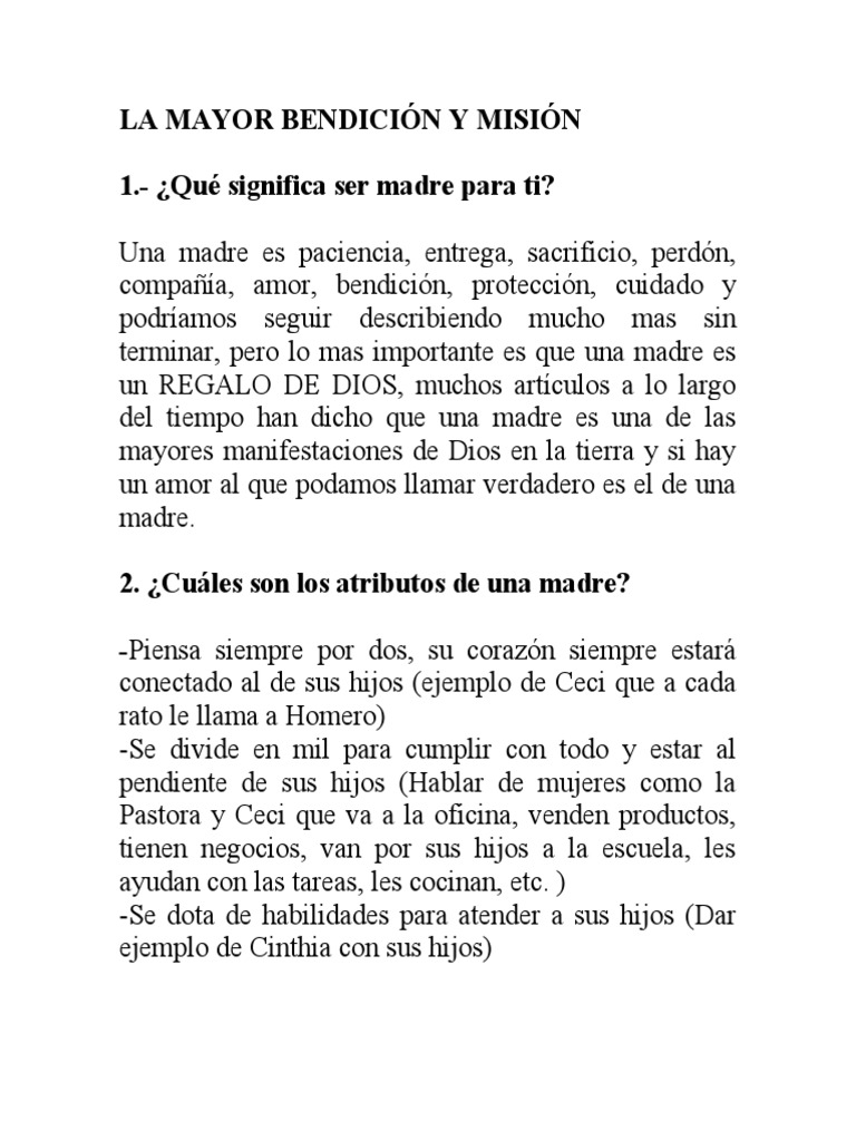 Predica - La Mayor Bendición Ser Madre | PDF | María, madre de Jesús | Amor