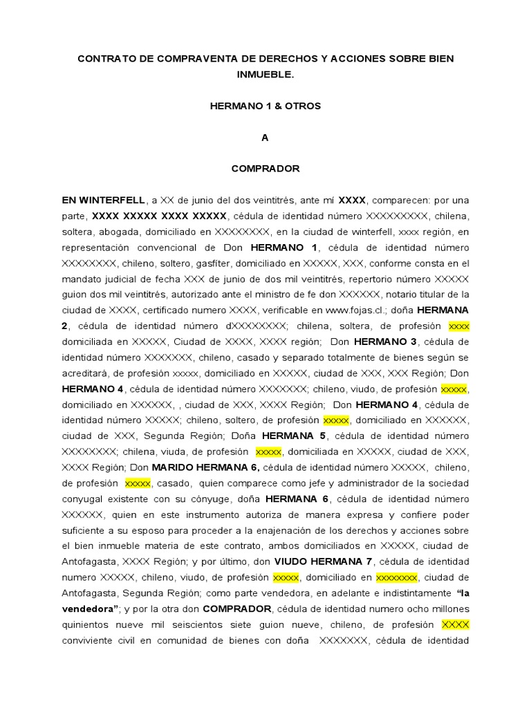 Modelo Compraventa Derechos y Acciones | Descargar gratis PDF | Derecho ...