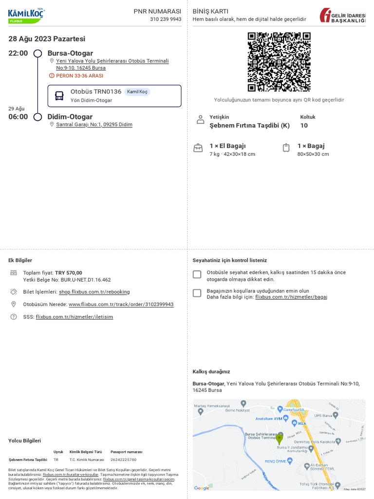 Bilet Bursa Didim | PDF