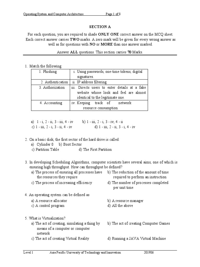 OSCA Exam QP | PDF | Operating System | Computer Data Storage