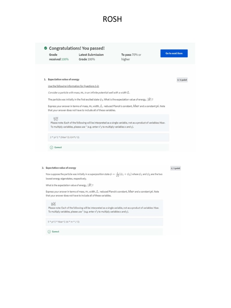 Week-4 (Answer of Quantum Physics) | PDF