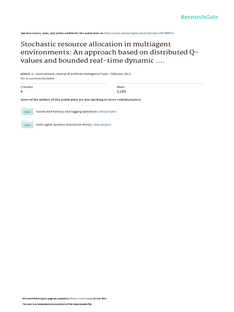 Stochastic Resource Allocation In Multiagent Envir Pdf Mathematical