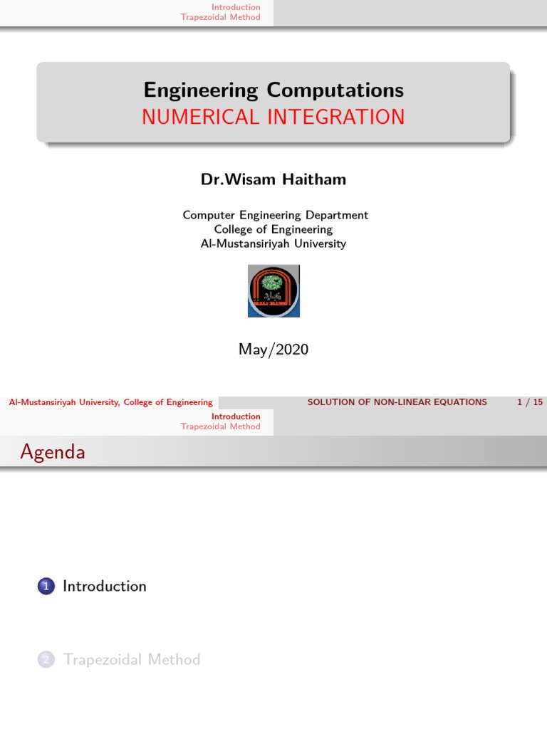 NUMERICAL INTEGRATION (Trapezoidal Method) | PDF | Integral | Function ...