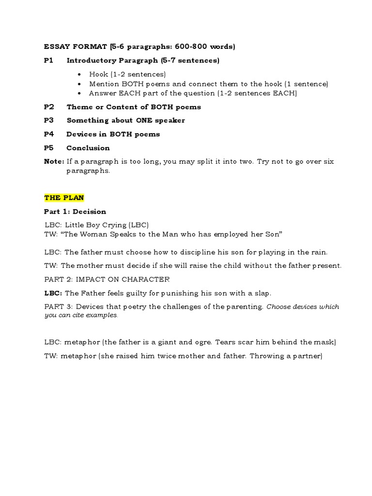 English B - Essay Format | PDF | Parenting