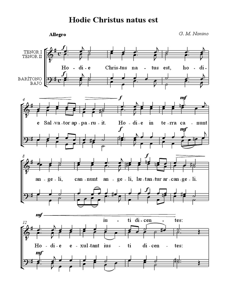 "Hodie Christus Natus Est: Partitura Coral" | PDF