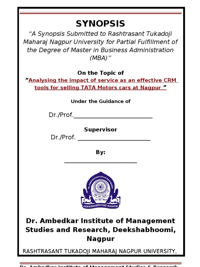 Synopsis Sample Format | PDF | Customer Relationship Management ...