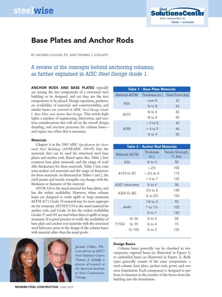 Base Plate and Anchor Rod Design Guide | PDF | Structural Steel | Column