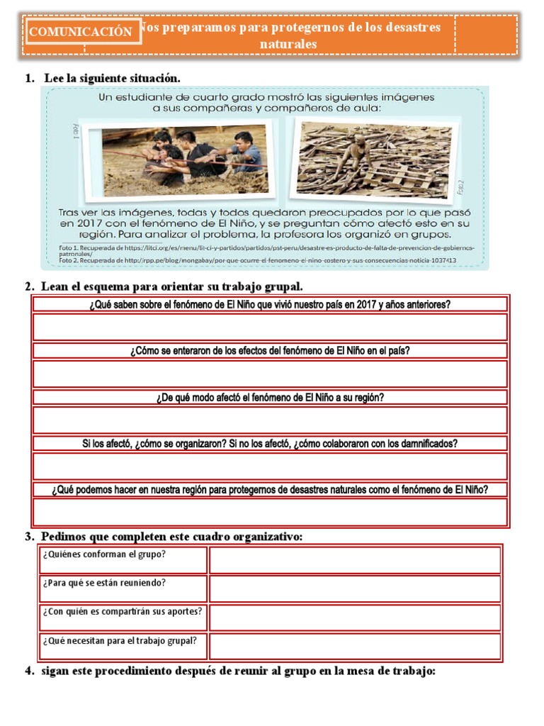 D1 A1 Ficha Com Nos Preparamos Para Protegernos De Los Desastres