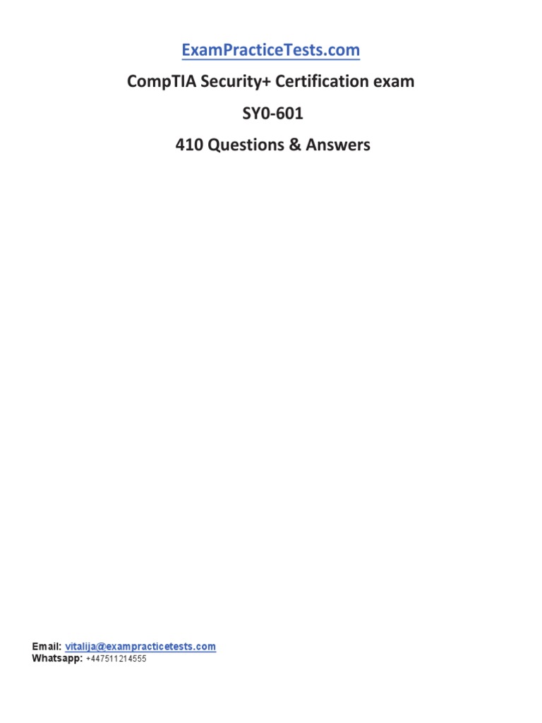 Security+SY0 601 410Q | Download Free PDF | Password | Cloud Computing