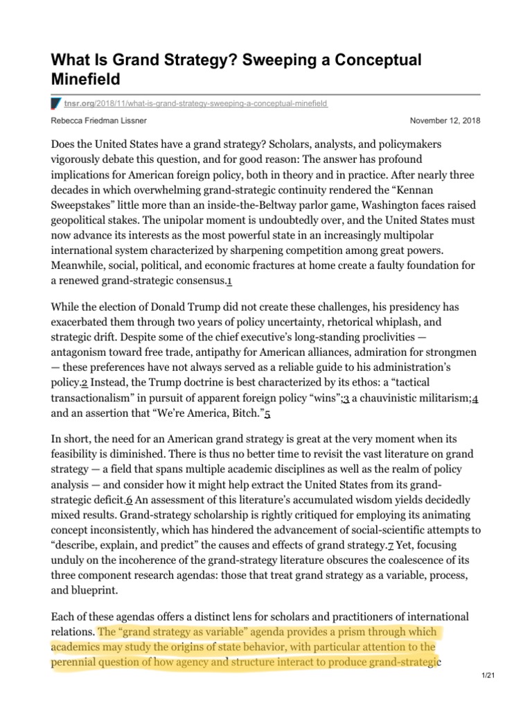 Understanding Grand Strategy Today | PDF | Grand Strategy | Policy