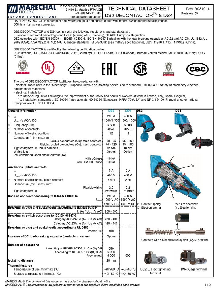 DS2 - DS4 - Technical Datasheet | PDF | Ac Power Plugs And Sockets | Electrical Connector