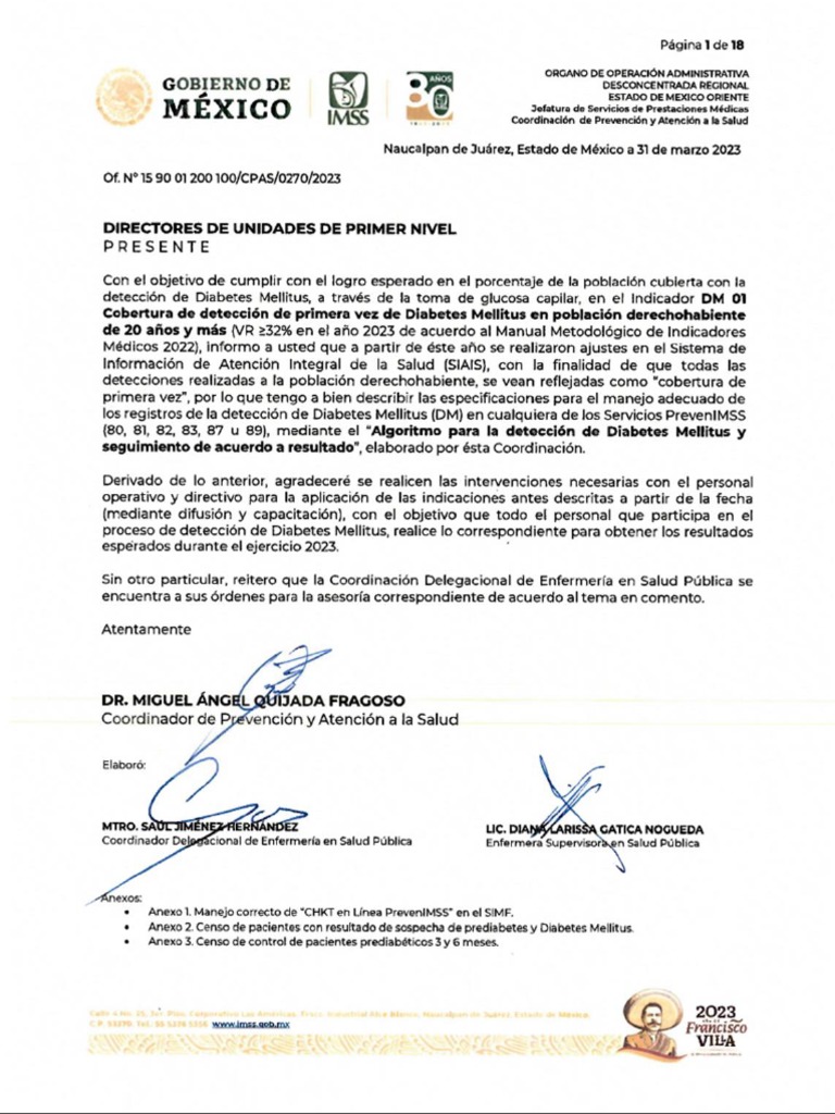 Algoritmo Detección Diabetes Mellitus IMSS | PDF | Diabetes | Prediabetes